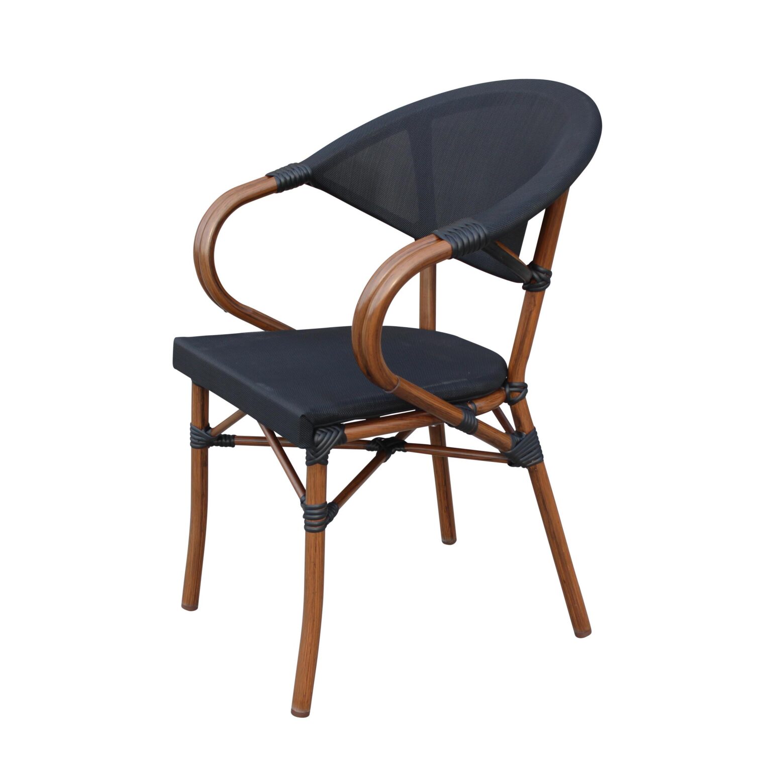 Cheri udendørs cafestol - restaurantstol med armlæn - Sort / brunt