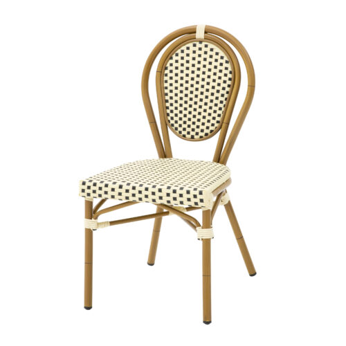 Café udendørs cafestol - bambus-beige/sort