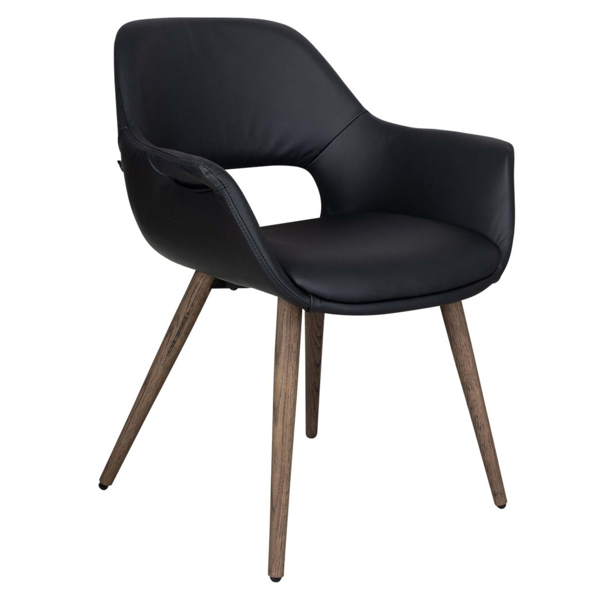 Fenja stol med egetræs ben - Sort | Lobo Contract